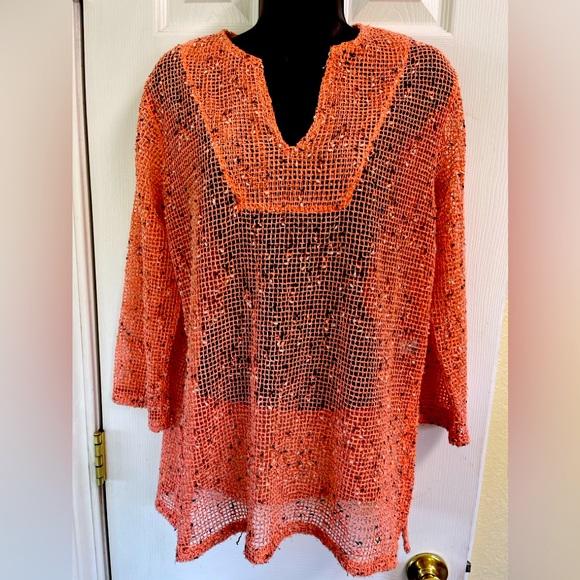 Lulu-B | Tops | Lulu B Open Weave Peach Tunic Mesh See Thru Sz M | Poshmark